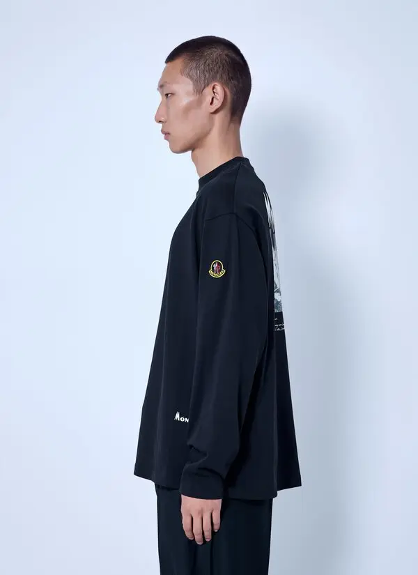 Moncler K2 Print Long Sleeve Cotton T-shirt - Black