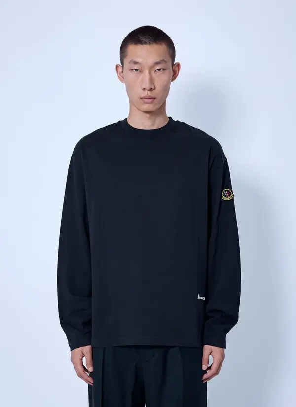Moncler K2 Print Long Sleeve Cotton T-shirt - Black