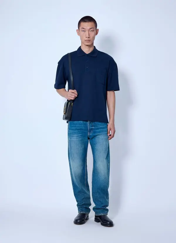 Saint Laurent Cassandre Polo In Cotton Piqu