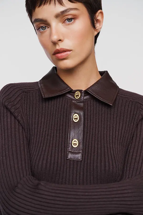 Central Park West Turnlock Polo Sweater