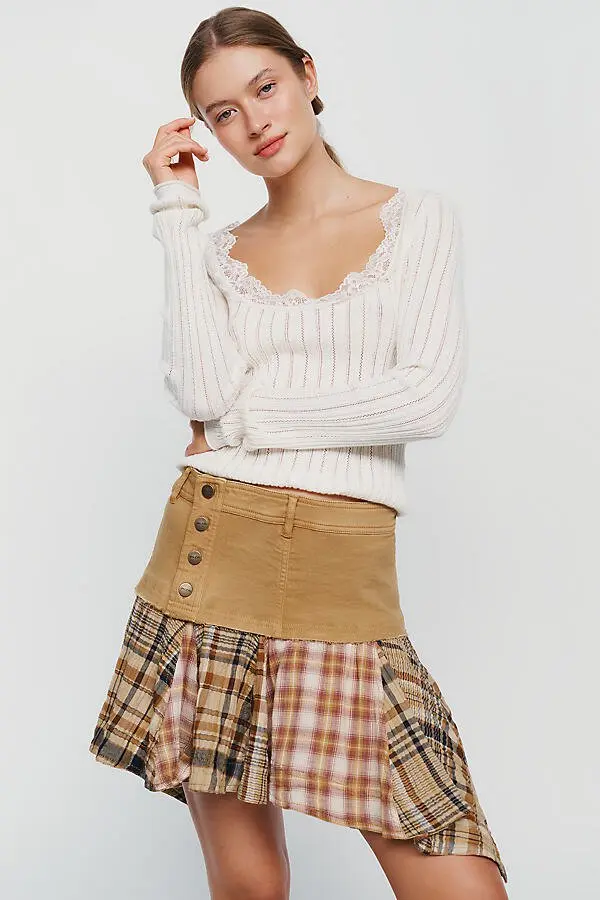 PILCRO Twofer Asymmetrical Mi Skirt