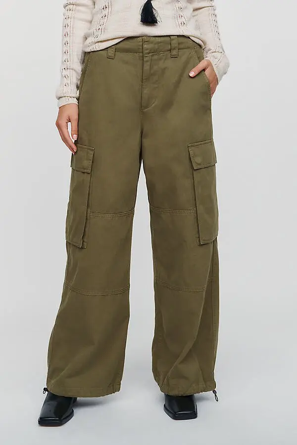 PISTOLA Petra 100% Cotton Mid-rise Wide-leg Cargo Pants