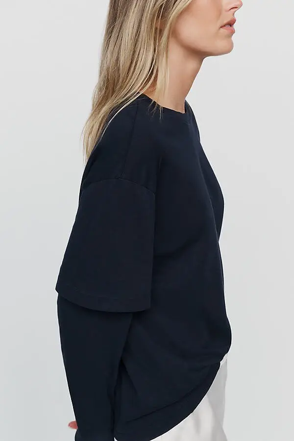 AGOLDE Lois 100% Cotton Layered Tee - Obscura