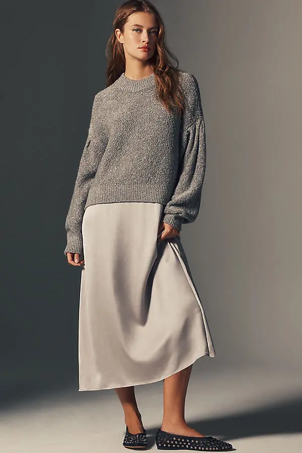 Anthropologie Twofer Midi Dress - Silver