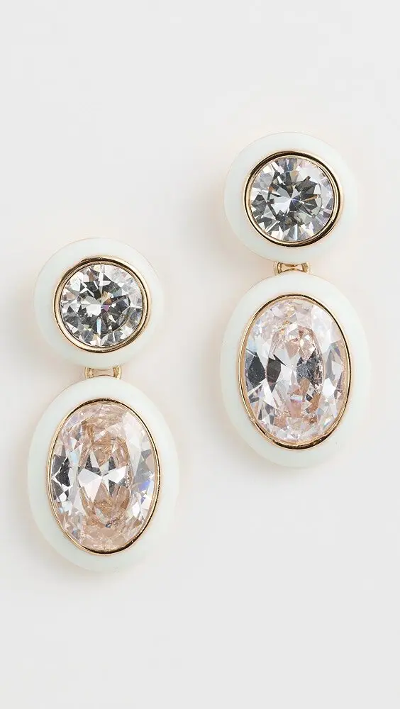 Ettika Enamel Drop Earrings - Clear