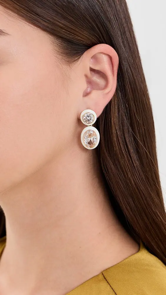Ettika Enamel Drop Earrings - Clear