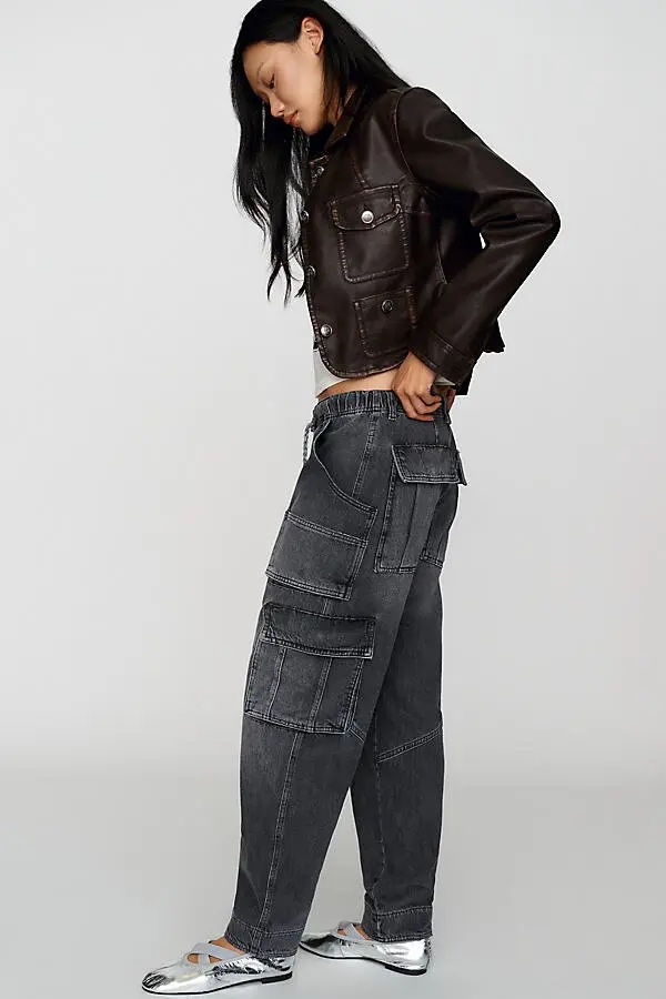 PILCRO Aleutian Peg High Rise Taper Utility Jeans