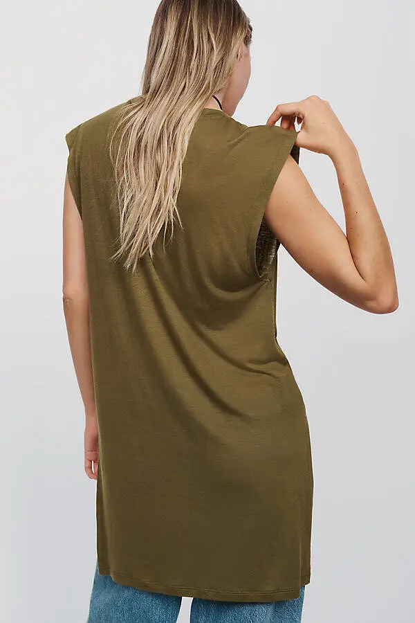 PILCRO Wool Blend Deep V-neck Tissue Tee