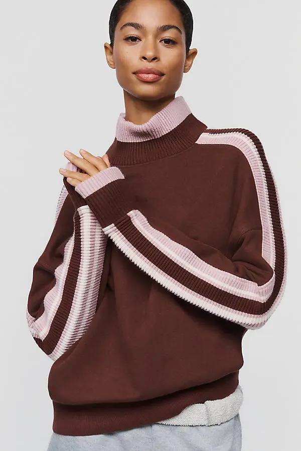 Daily Practice Cotton Blend Mock Neck Pullover Top