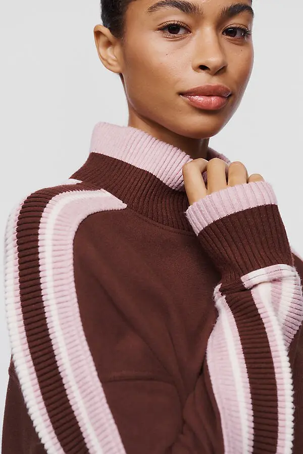 Daily Practice Cotton Blend Mock Neck Pullover Top