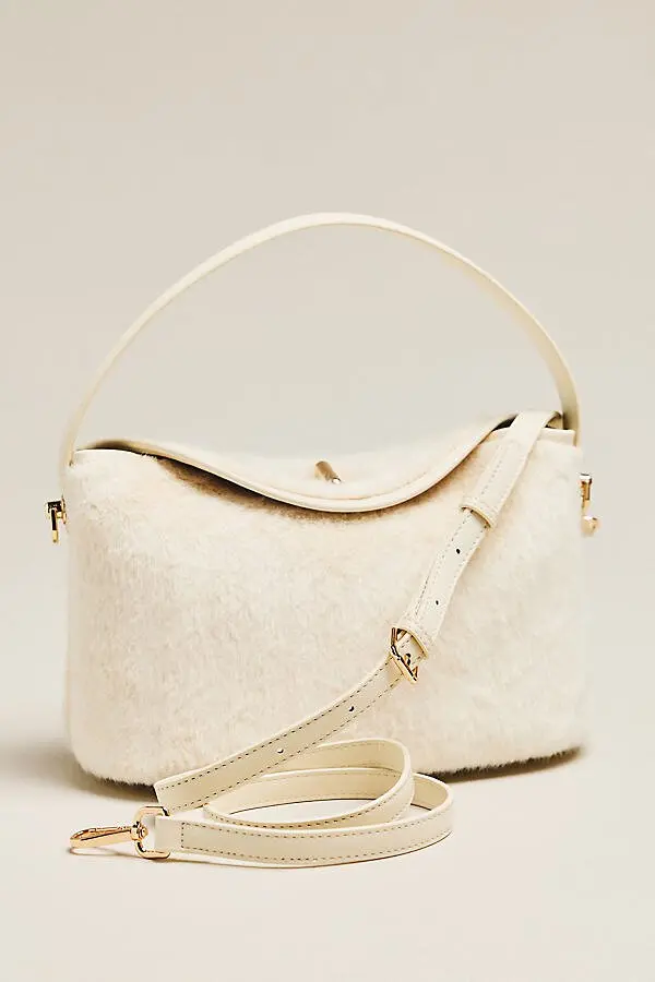 MELIE BIANCO Lana Fur Shoulder Bag - Cream