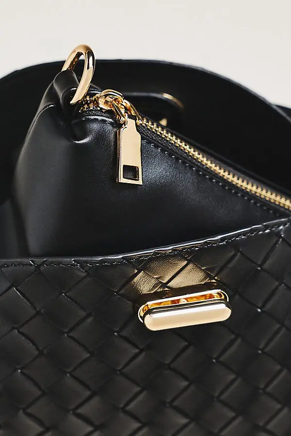 MELIE BIANCO Lana Woven Shoulder Bag - Black