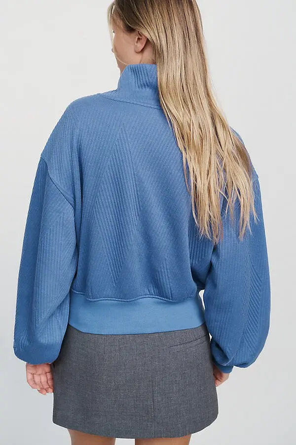 Anthropologie Quilted Dolman Turtleneck Top - Blue