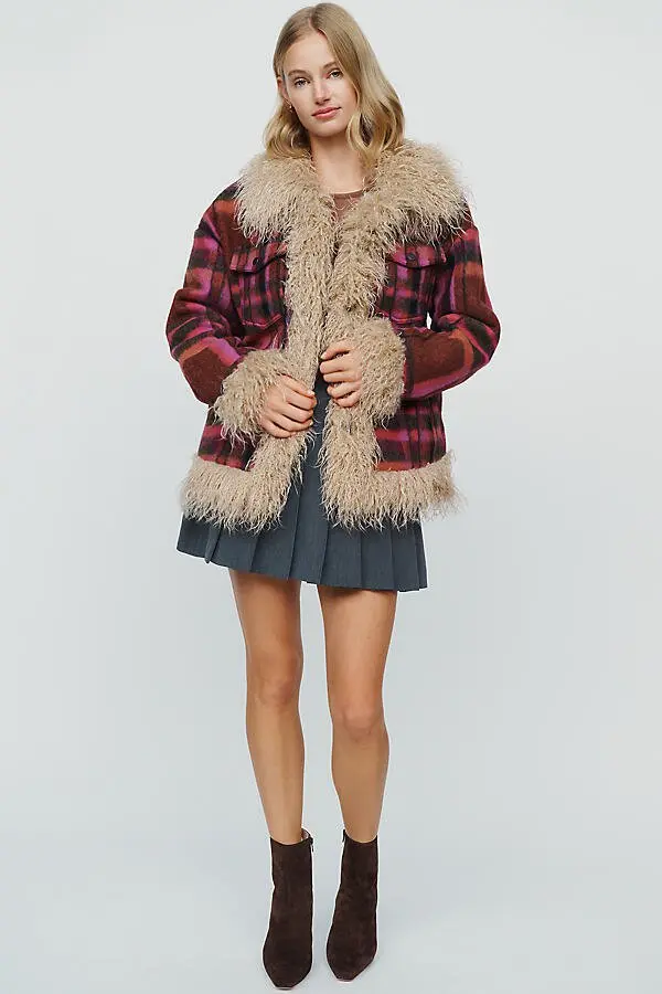 Scotch & Soda Jazz Faux Fur Trim Coat Jacket