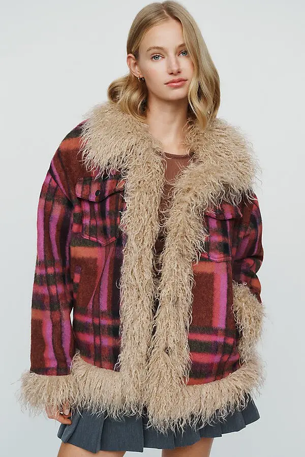 Scotch & Soda Jazz Faux Fur Trim Coat Jacket