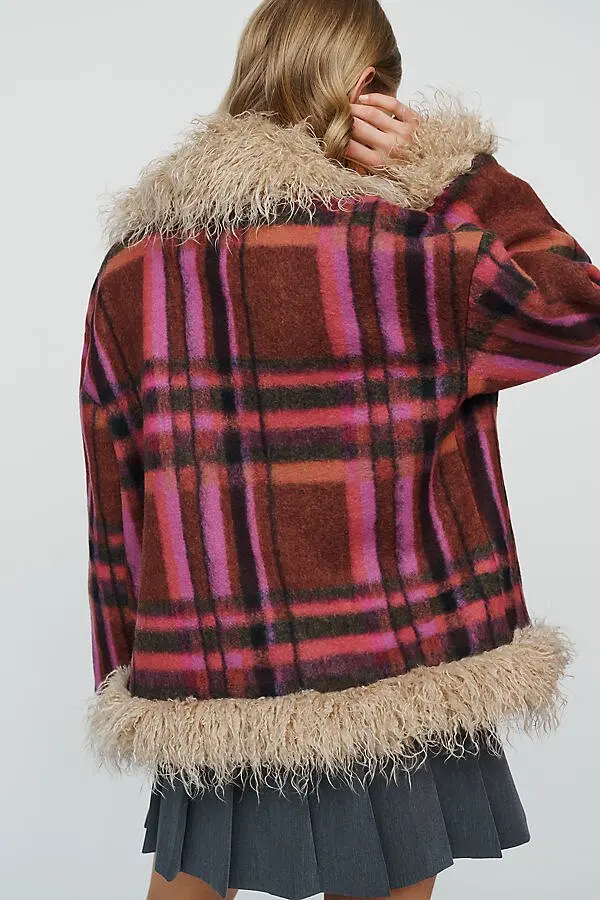 Scotch & Soda Jazz Faux Fur Trim Coat Jacket