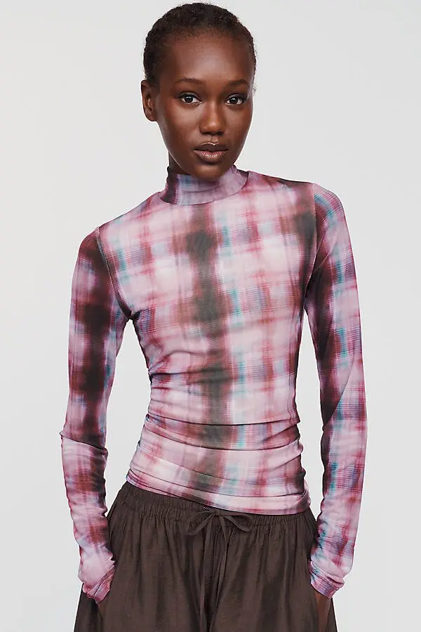 Rag & Bone Yana Mesh Turtleneck Top