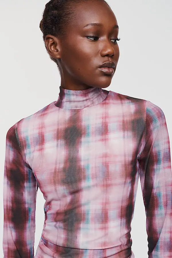 Rag & Bone Yana Mesh Turtleneck Top