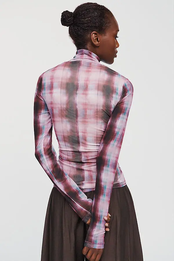 Rag & Bone Yana Mesh Turtleneck Top
