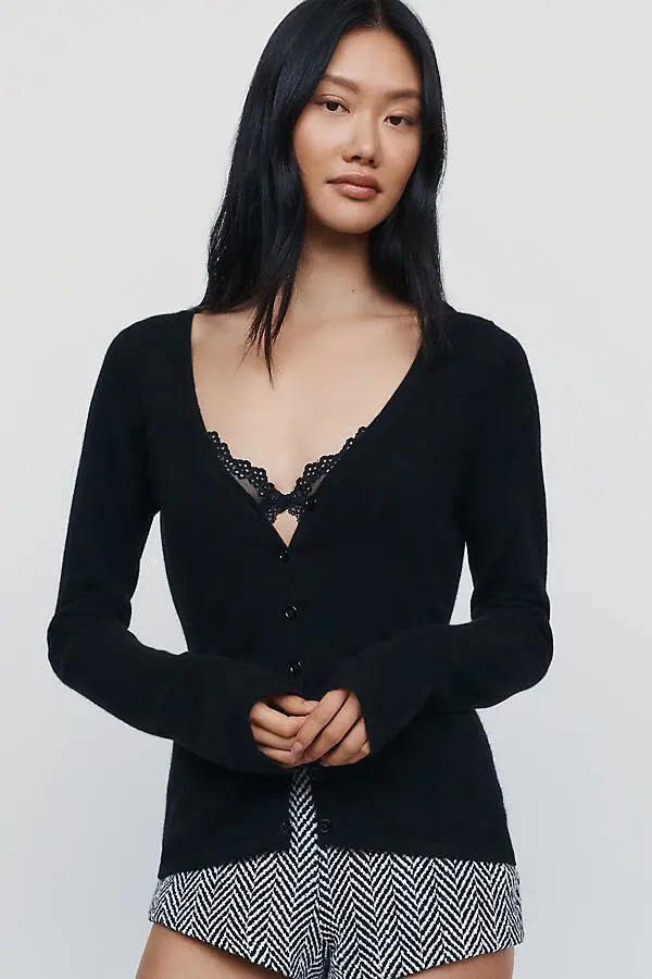 REFORMATION Bloom 100% Cashmere Cardigan - Black