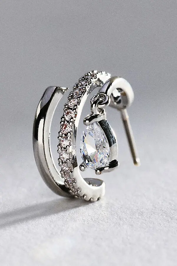 Anthropologie Pavé Split Hoop Earrgs - Silver