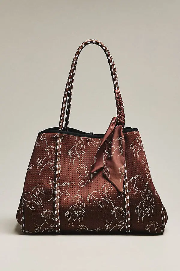 POP UPS BRAND Neoprene Tote Bag - Brown Pattern