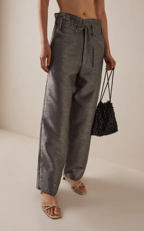 Chan Luu Dupioni Taffeta Straight-leg Pants