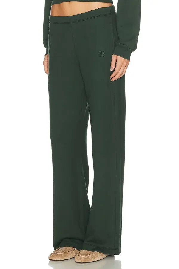 Eterne Oversized Wide Leg French Terry Sweatpant In Dark Green