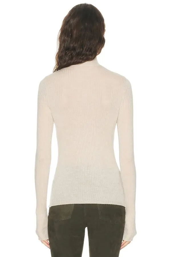 Sprwmn Long Sleeve Mock Neck Top In Beige
