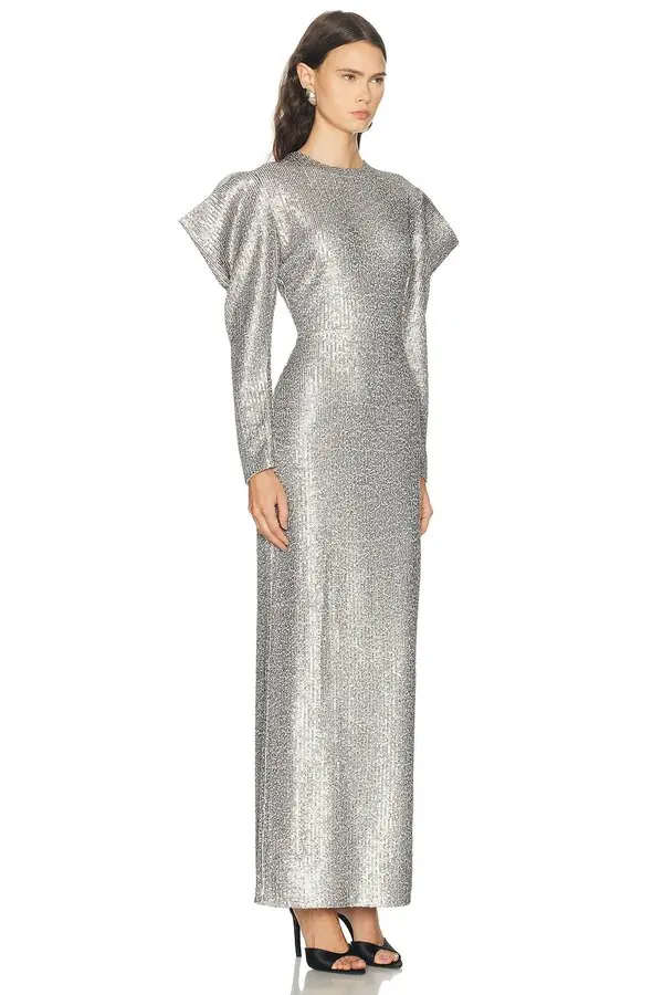 Norma Kamali Wing Sleeve Gown In Grey