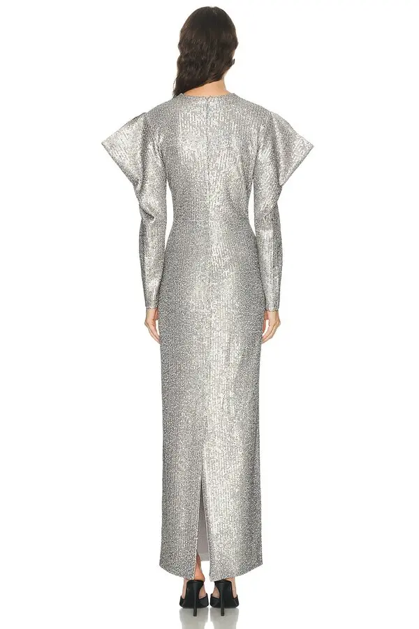 Norma Kamali Wing Sleeve Gown In Grey