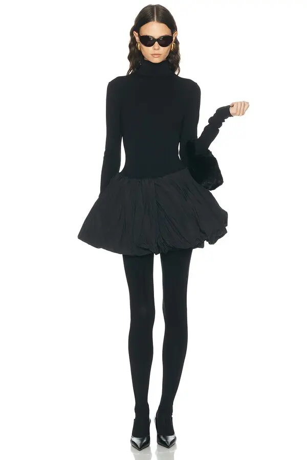Magda Butrym Long Sleeve Turtleneck Mini Dress - Black