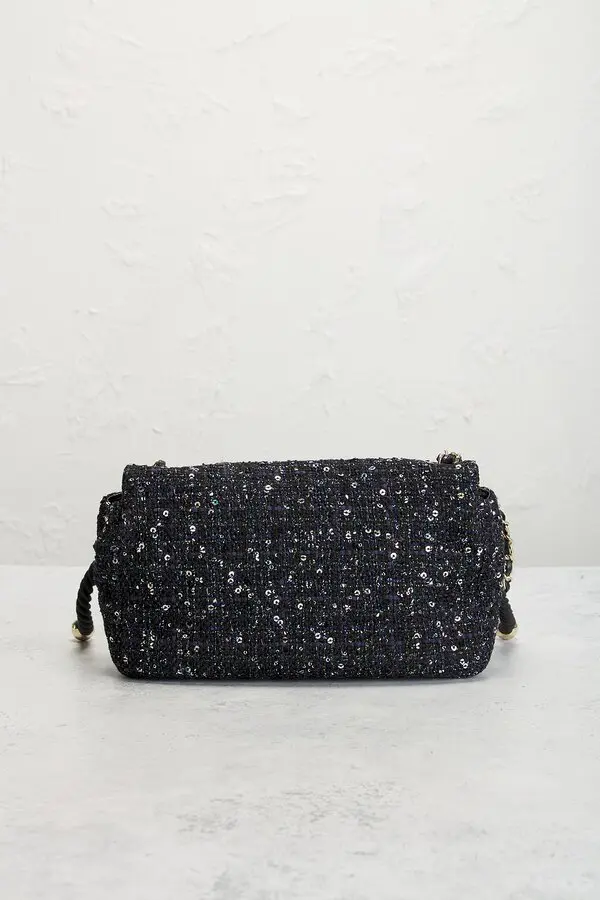 Chanel Tweed Medium Pearl Handle Flap Bag