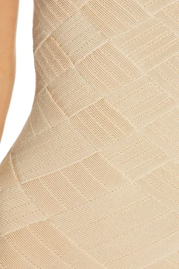 HAELO Bandage Weave Mini Dress In Beige