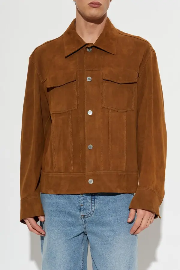 AMI Paris Suede Jacket With Embroidered Logo