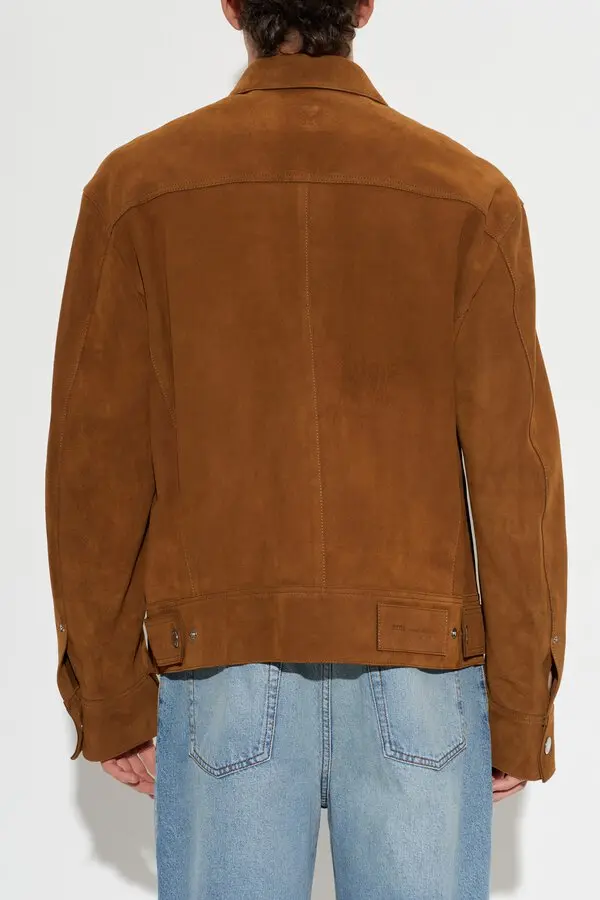 AMI Paris Suede Jacket With Embroidered Logo