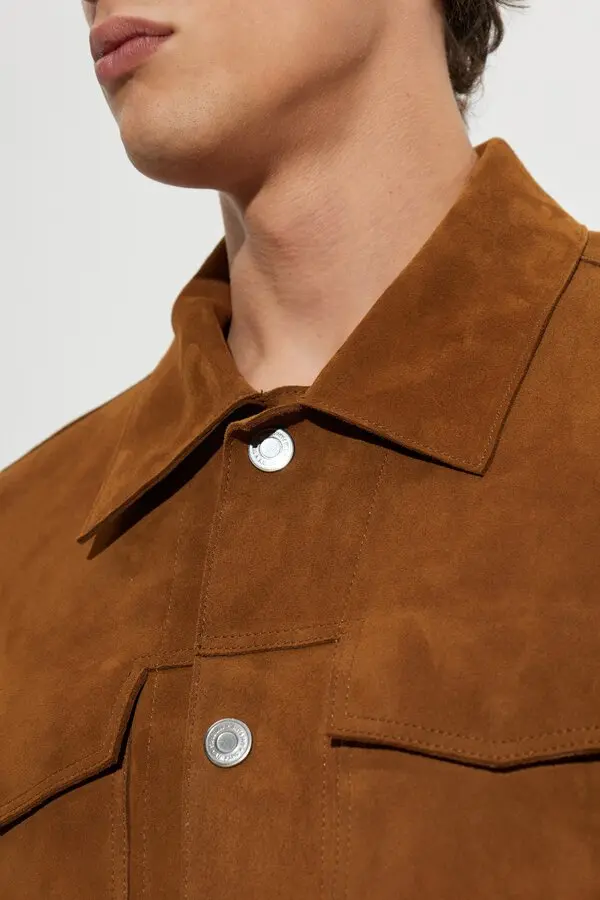 AMI Paris Suede Jacket With Embroidered Logo