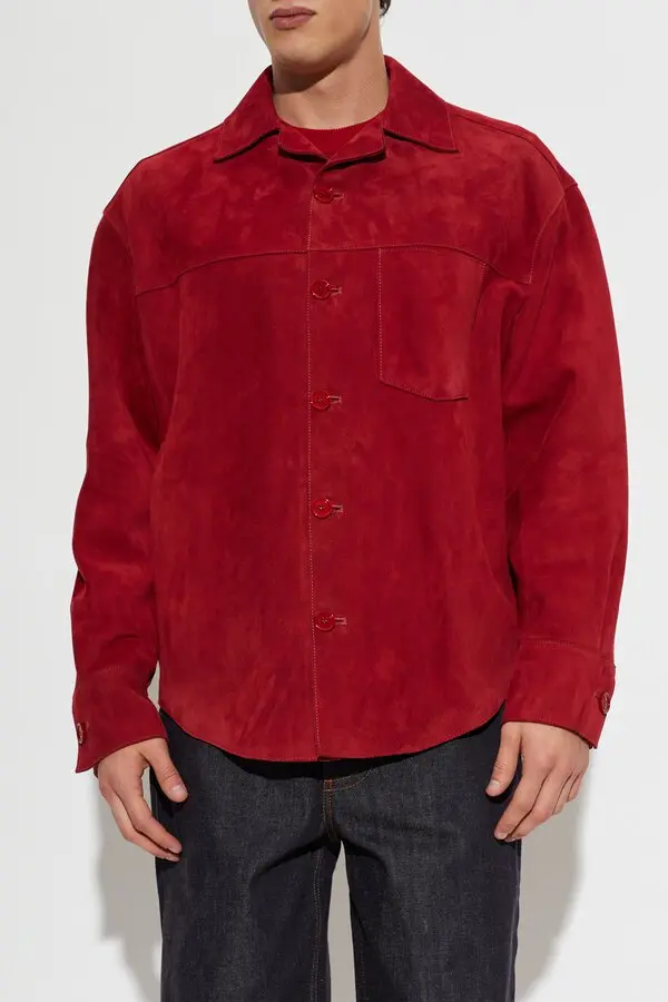 AMI Paris Suede Jacket With Embroidered Logo