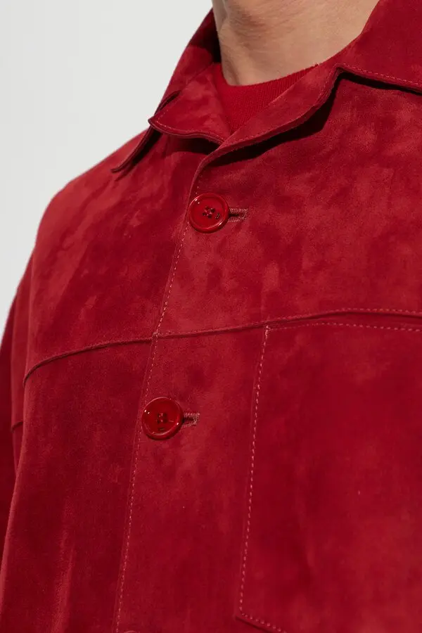 AMI Paris Suede Jacket With Embroidered Logo