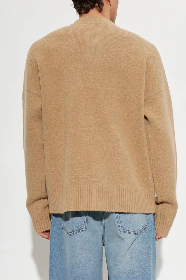 AMI Paris Wool Cardigan With Logo