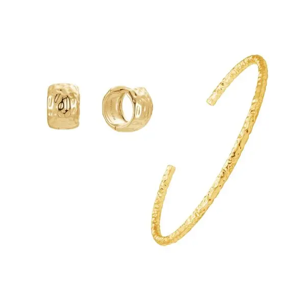NAZZAR Hammered Hoop & Cuff Set - Gold