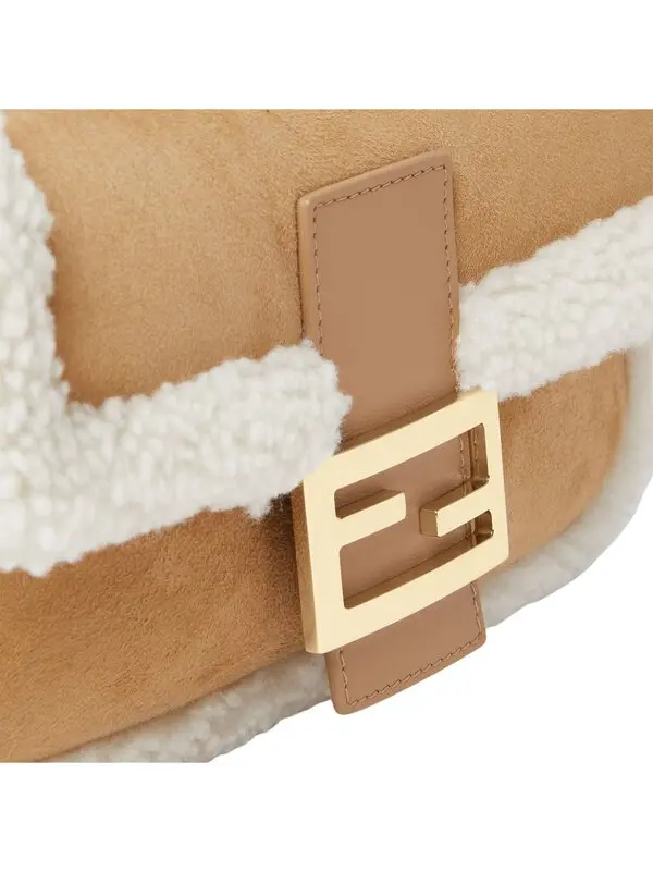 Fendi Baguette 26424 Camel-colored Shearling Bag