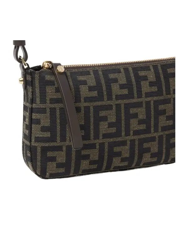 Fendi Ff Zucca Jacquard And Leather Pouch