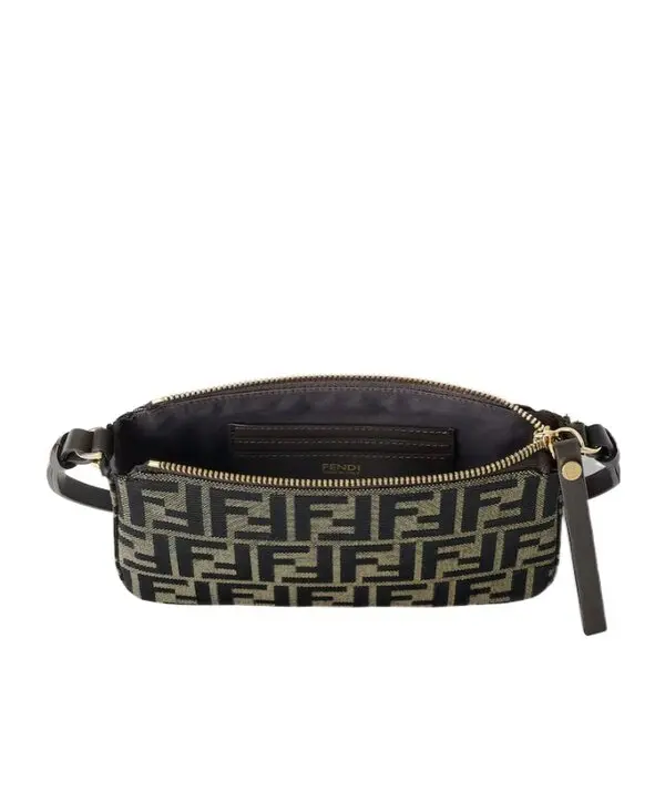 Fendi Ff Zucca Jacquard And Leather Pouch