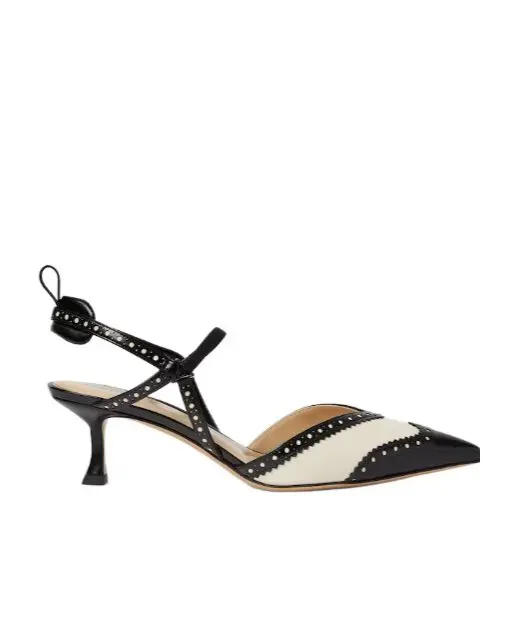 Fendi Colibrì Brogues High-heeled Parchment And Leather Slingbacks