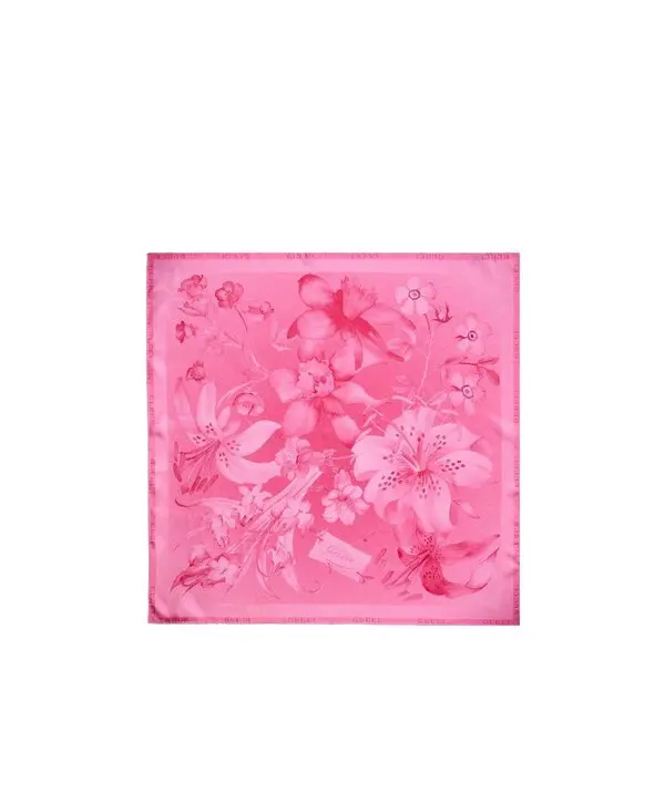 Gucci Printed Silk Twill Carr - Fuchsia