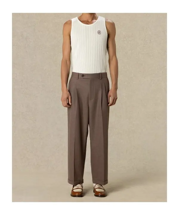 Drole De Monsieur Pleated Turned-up Trousers