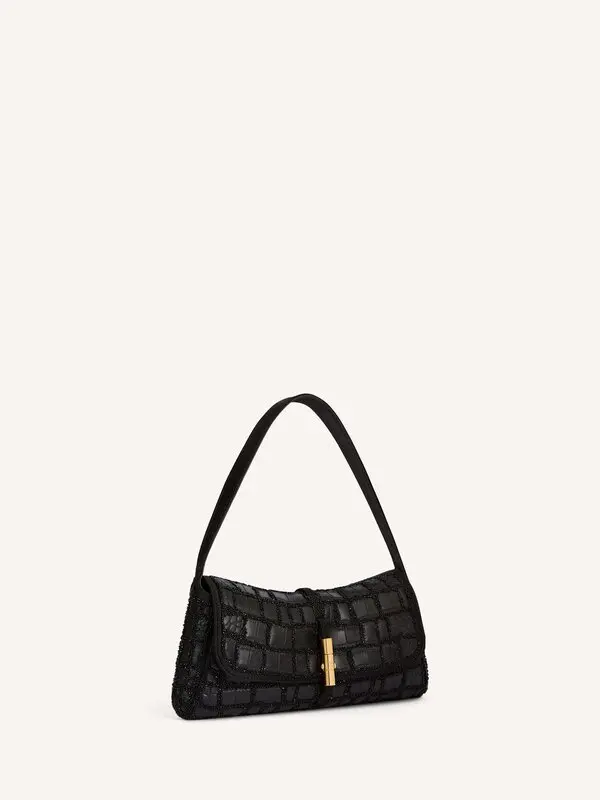Balmain Metropolis Bag In Crocodile-effect Leather With Embroidery
