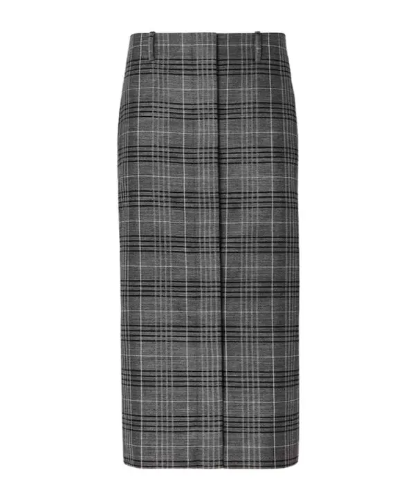 Fendi Grey Check Wool Skirt
