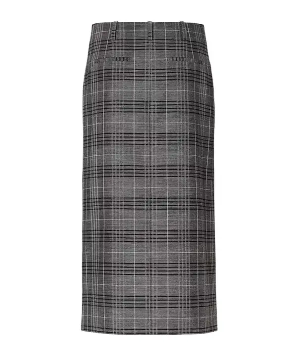 Fendi Grey Check Wool Skirt